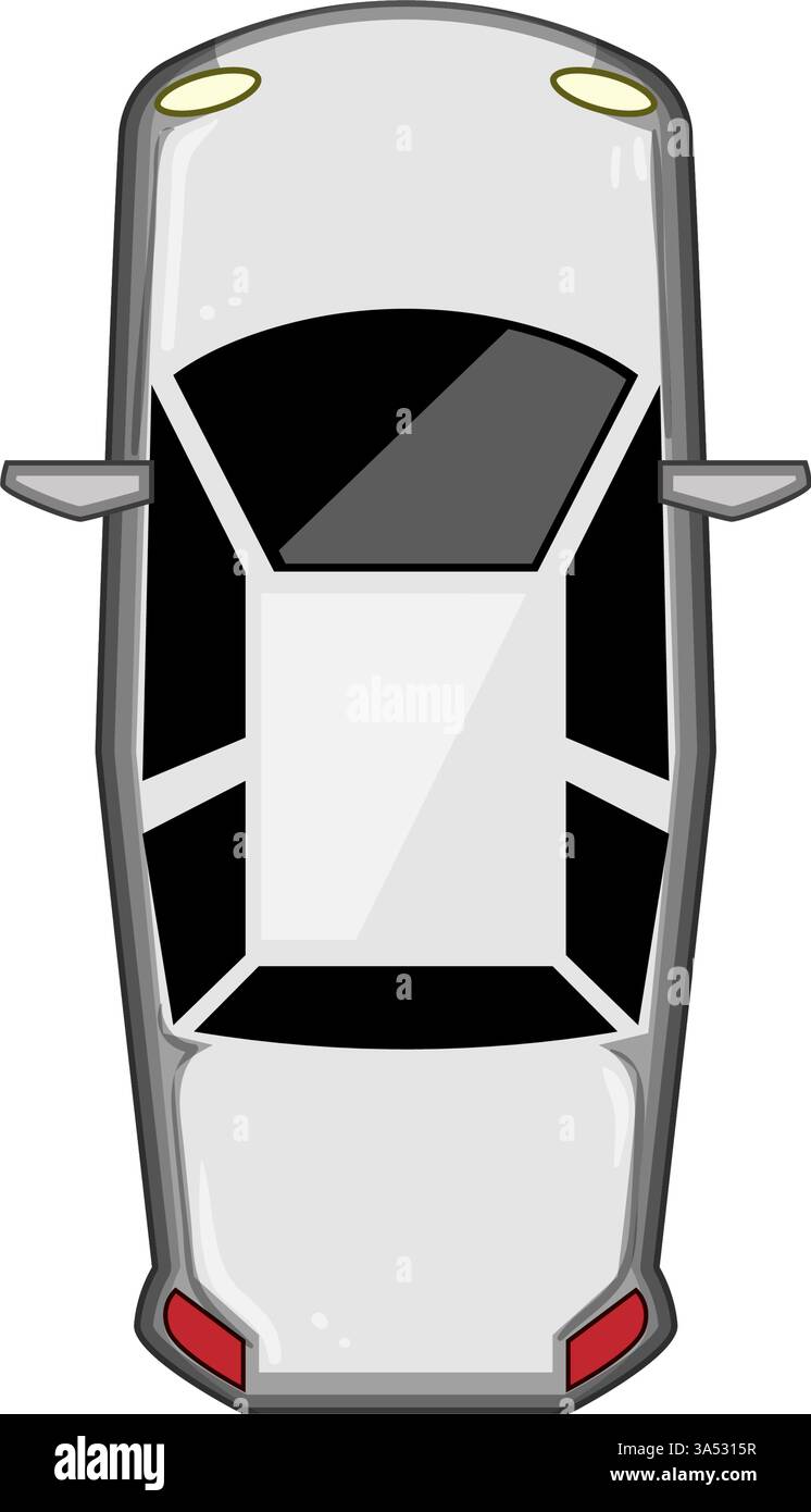 electric car top view cartoon vector illustration Stock Vector Image ...