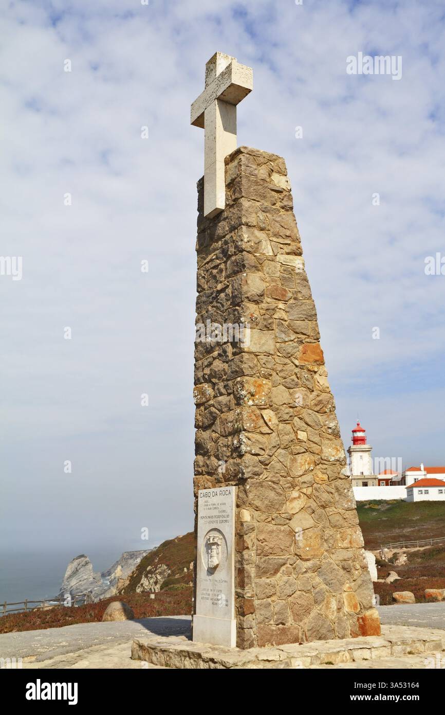 The obelisk with a large white cross. Cabo da Roca - the extreme ...