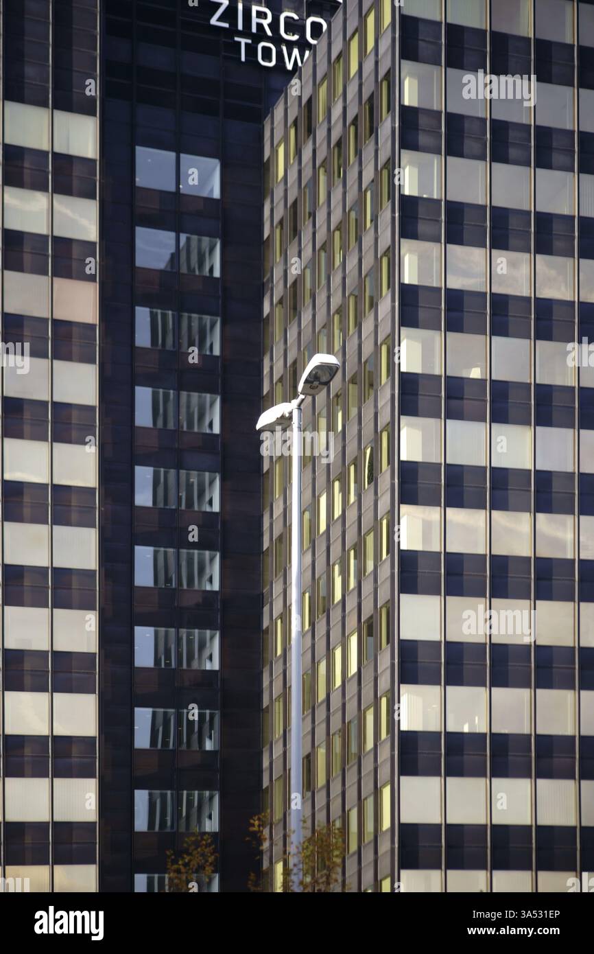 Wiesbaden, Germany - September 25, 2018: The mirror glass facade of the ...