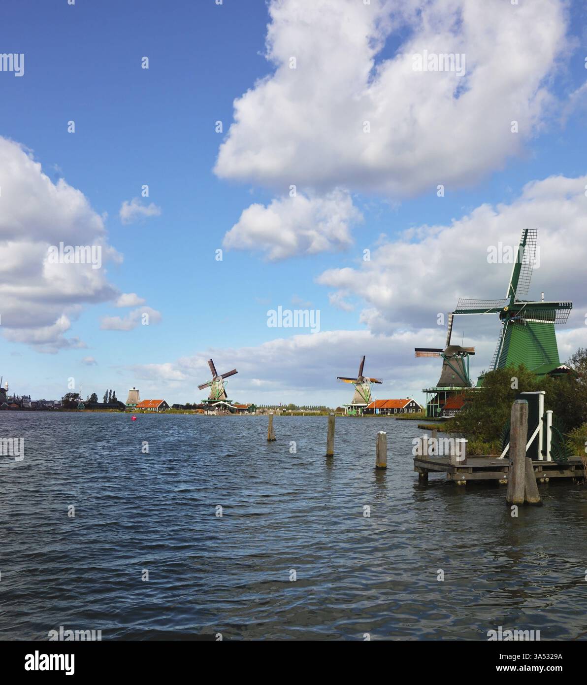 Ancient windmills and channels in museum ethnographic small town in ...