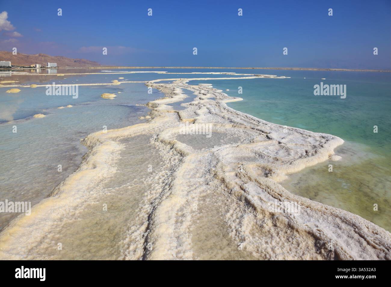 Israel in October. The patterns evaporated salt in the Dead Sea. Salt ...