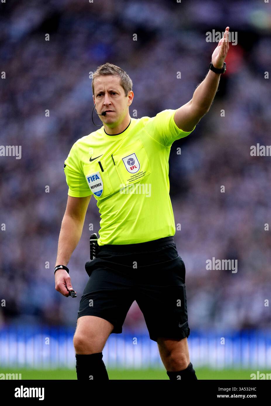 Referee John Brooks during the Carabao Cup final at Wembley Stadium ...