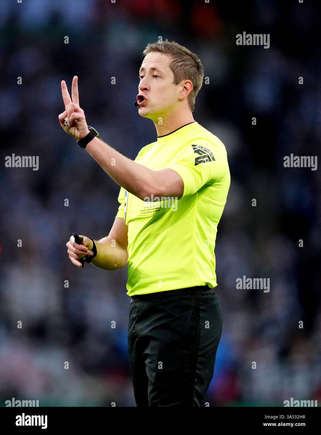 Referee John Brooks during the Carabao Cup final at Wembley Stadium ...