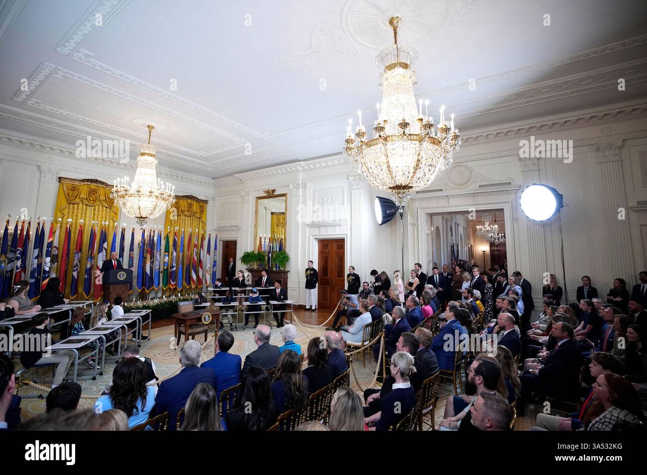President Donald Trump arrives to sign executive order to shut down the ...