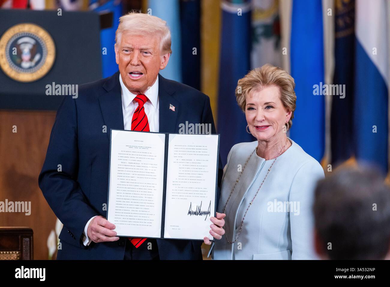 US President Donald Trump, alongside Department of Education (DOE ...
