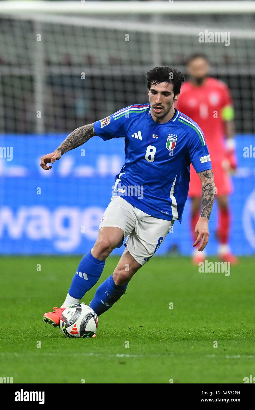 Sandro Tonali (ITA) is in action during the UEFA Nations League quarter ...