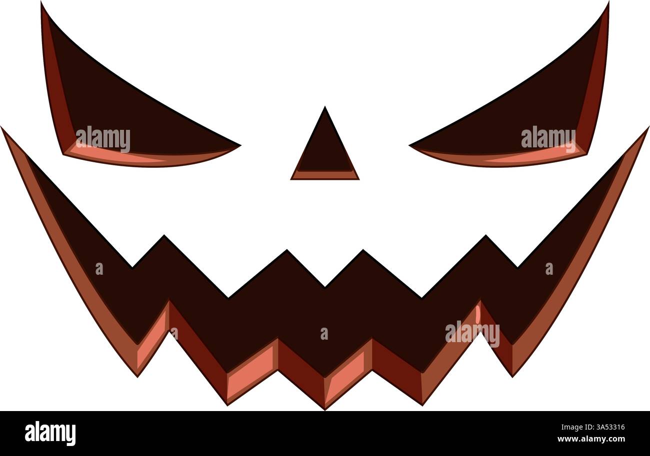 eerie carved pumpkin face cartoon vector illustration Stock Vector ...