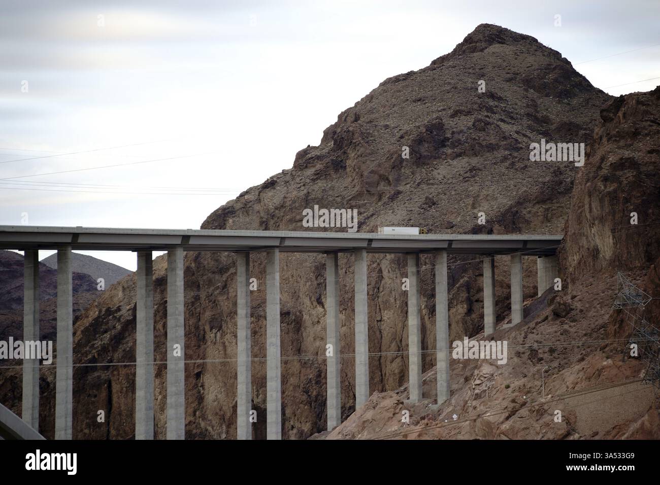 The Hoover Dam Bypass Bridge an arch bridge over the Colorado River in ...