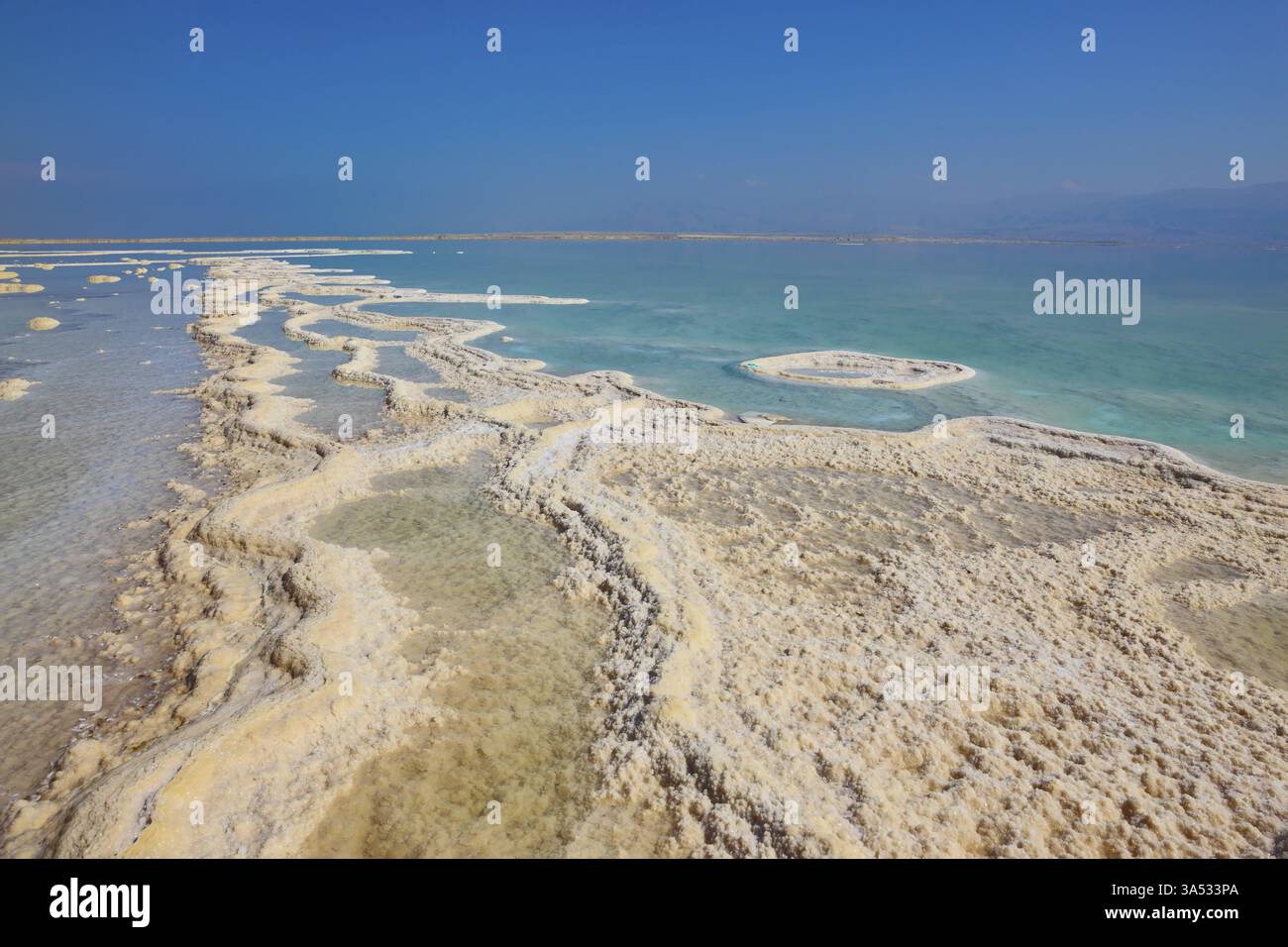 Israel in October. The picturesque path from the evaporated salt in the ...