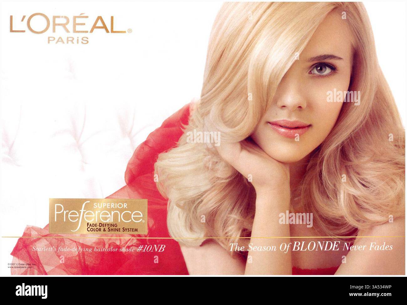 2007 L'Oréal Preference Hair color ad featuring Scarlett Johansson ...