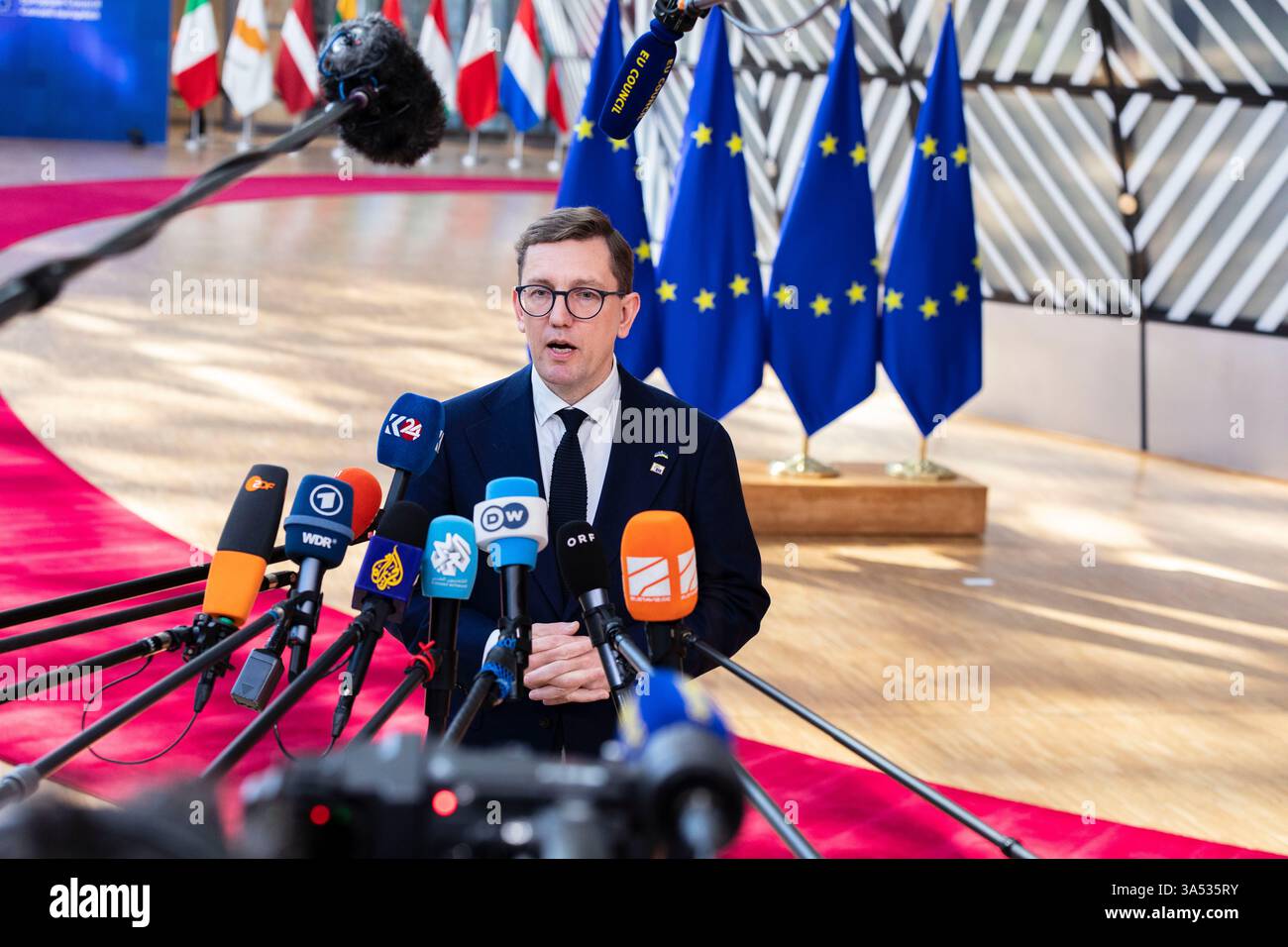 Brussels, Belgium. 20th Mar, 2025. Kristen Michal, Prime Minister of ...