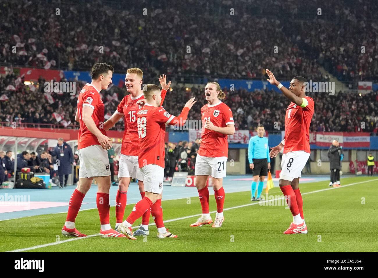 VIENNA, AUSTRIA - MARCH 20: Team Austria celebrates the goal to 1:0 ...