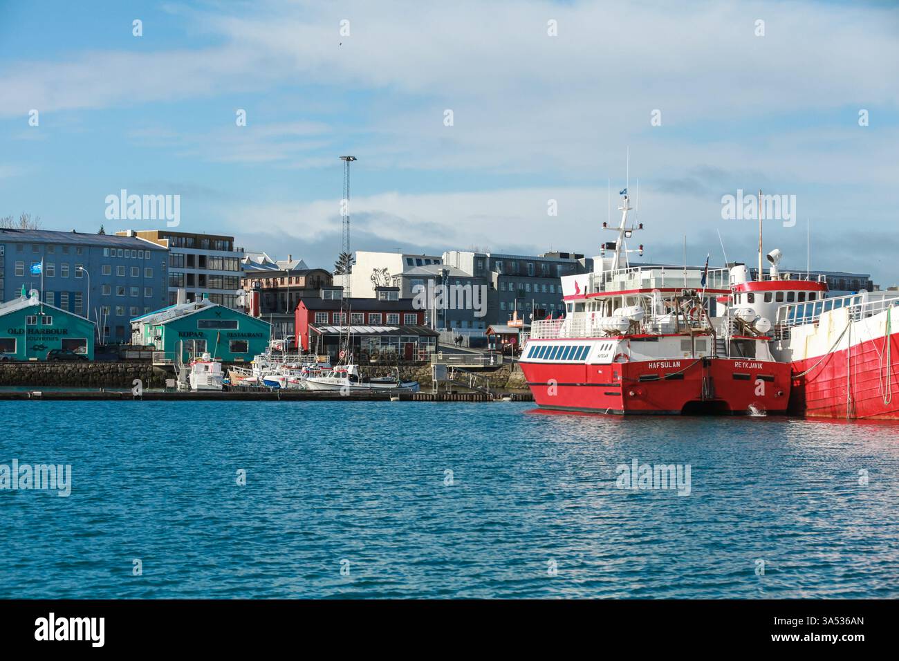 Reykjavik, Iceland - April 4, 2017: A scenic urban harbor showcasing ...