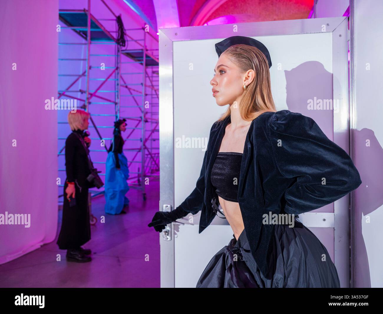 Kyiv, Ukraine - 14th February, 2025: Model dressed in Dobrova designer ...