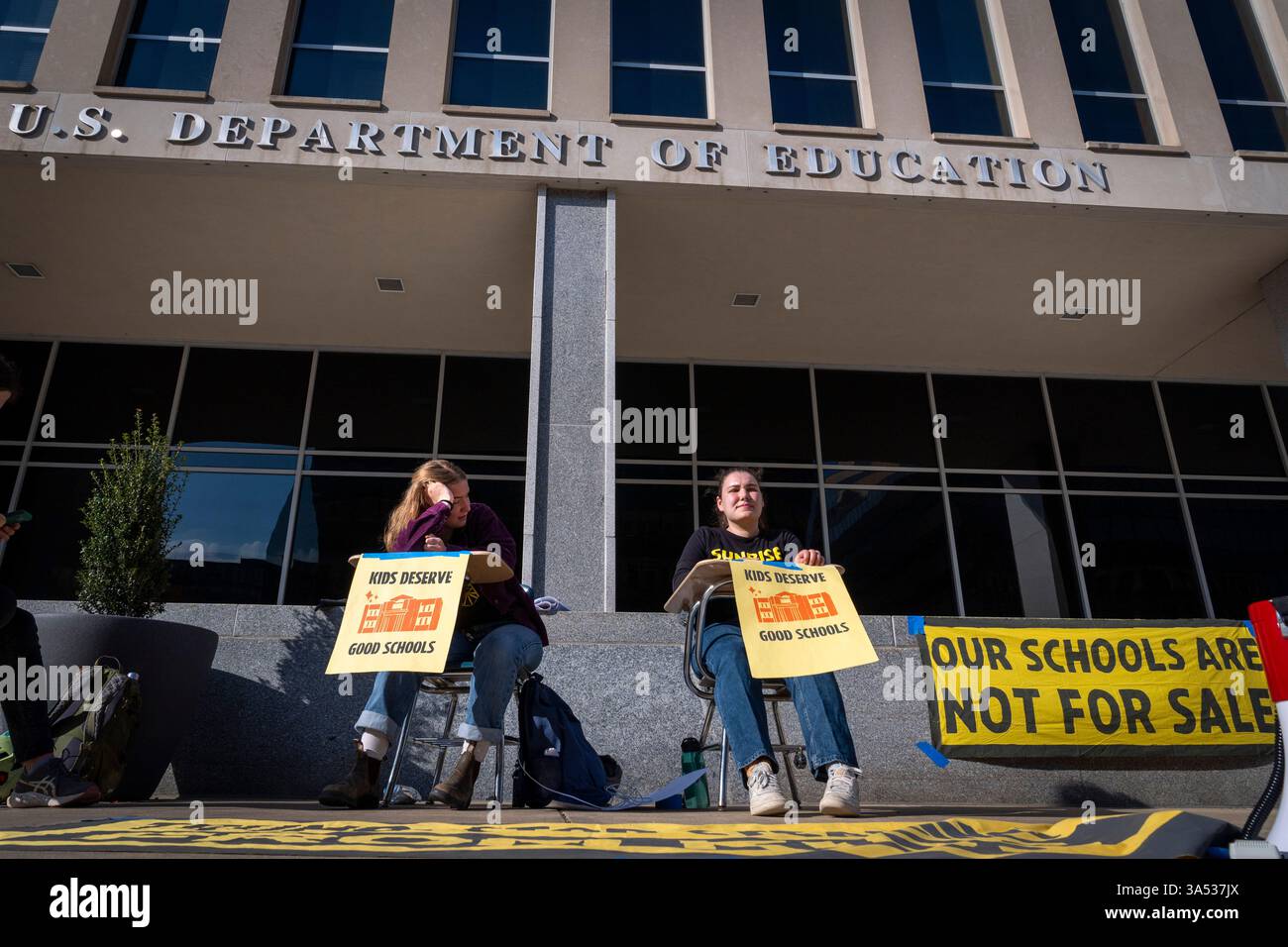 College students Adah Crandall, 19, left, and Stella Lovelady, 23, sit ...
