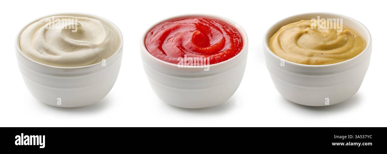 bowls of various dip sauces isolated on white background Stock Photo ...