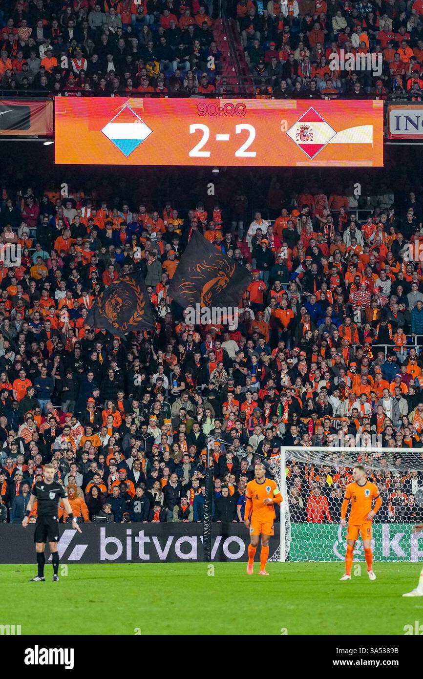 Rotterdam - Score board during the first leg of the quarter final of ...