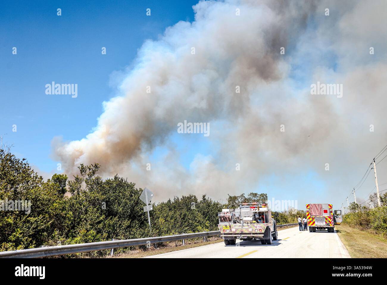 Florida City, Fl, USA. 20th Mar, 2025. A massive brush fire in the ...