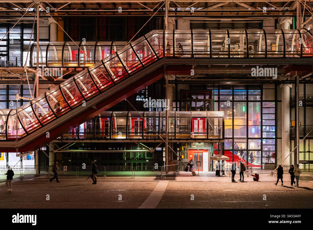View of the Centre Pompidou at night. The cultural complex is a major ...