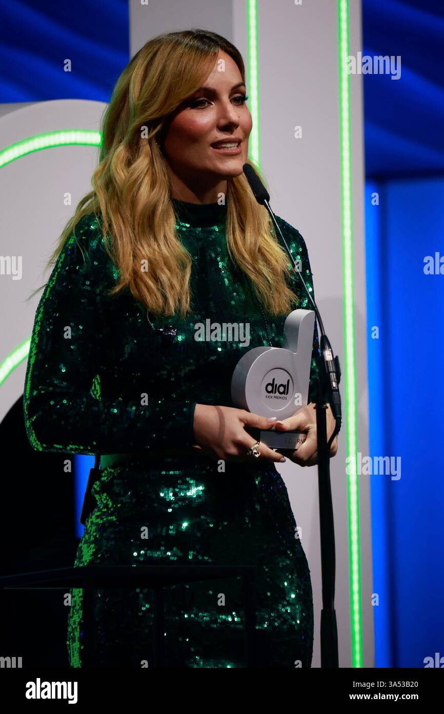 Singer Edurne receives an award during the Cadena Dial 2025 awards gala ...