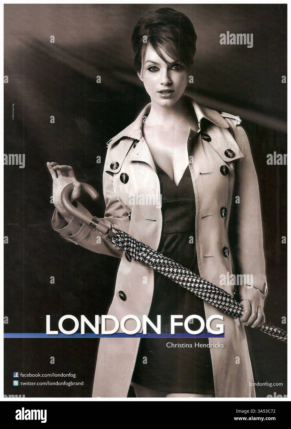 2010 advertisement for London Fog featuring actress Christina Hendricks ...