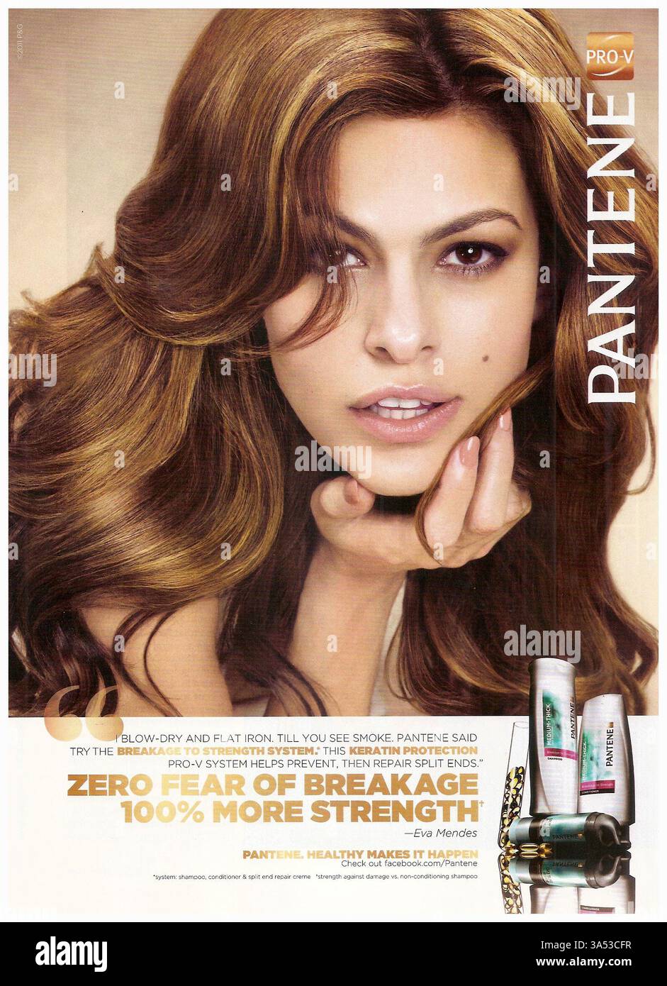 2011 ad for Pantene Pro-V shampoo & conditioner featuring actress Eva Mendes Stock Photo - Alamy