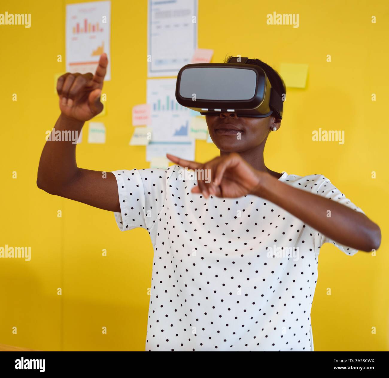 Woman interacting virtual interface hi-res stock photography and images ...