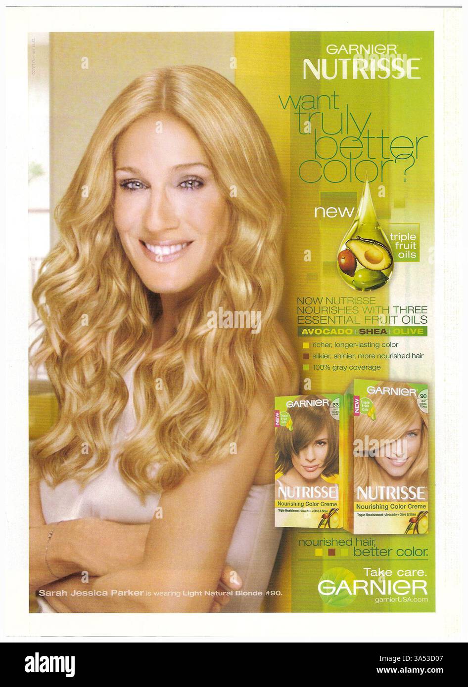 2011 Actress Sarah Jessica Parker for Garnier Nutrisse Color Creme print ad Stock Photo - Alamy