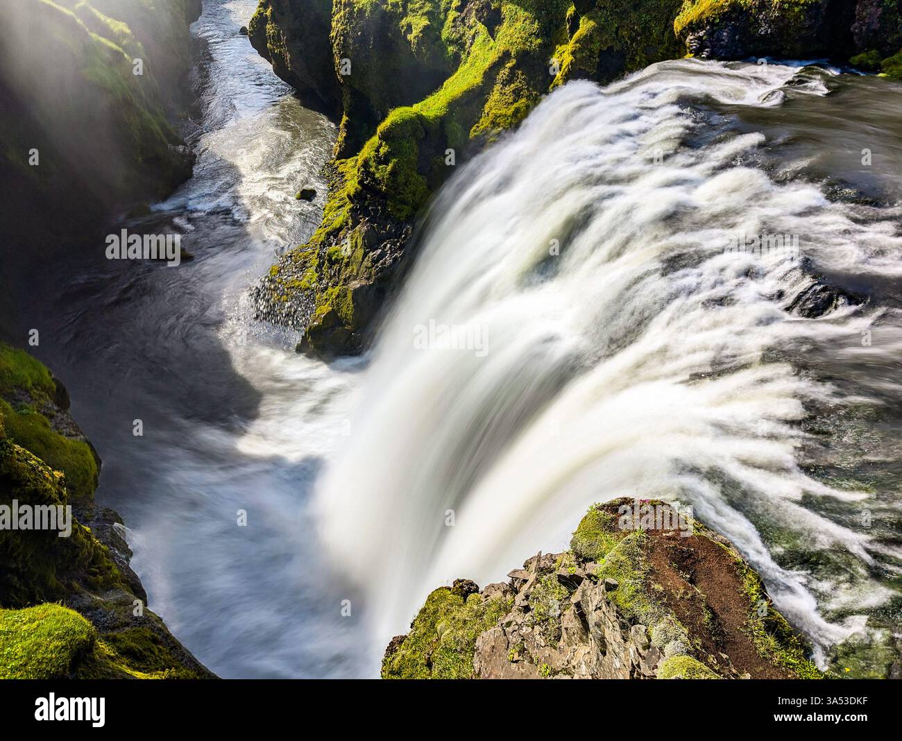 Famous Skogafoss waterfall and the hike of 20 waterfalls, Iceland Stock ...