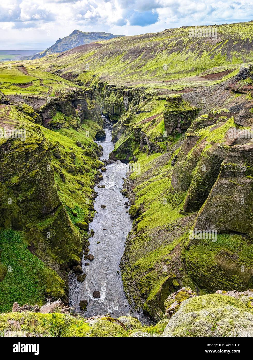 Famous Skogafoss waterfall and the hike of 20 waterfalls, Iceland Stock ...