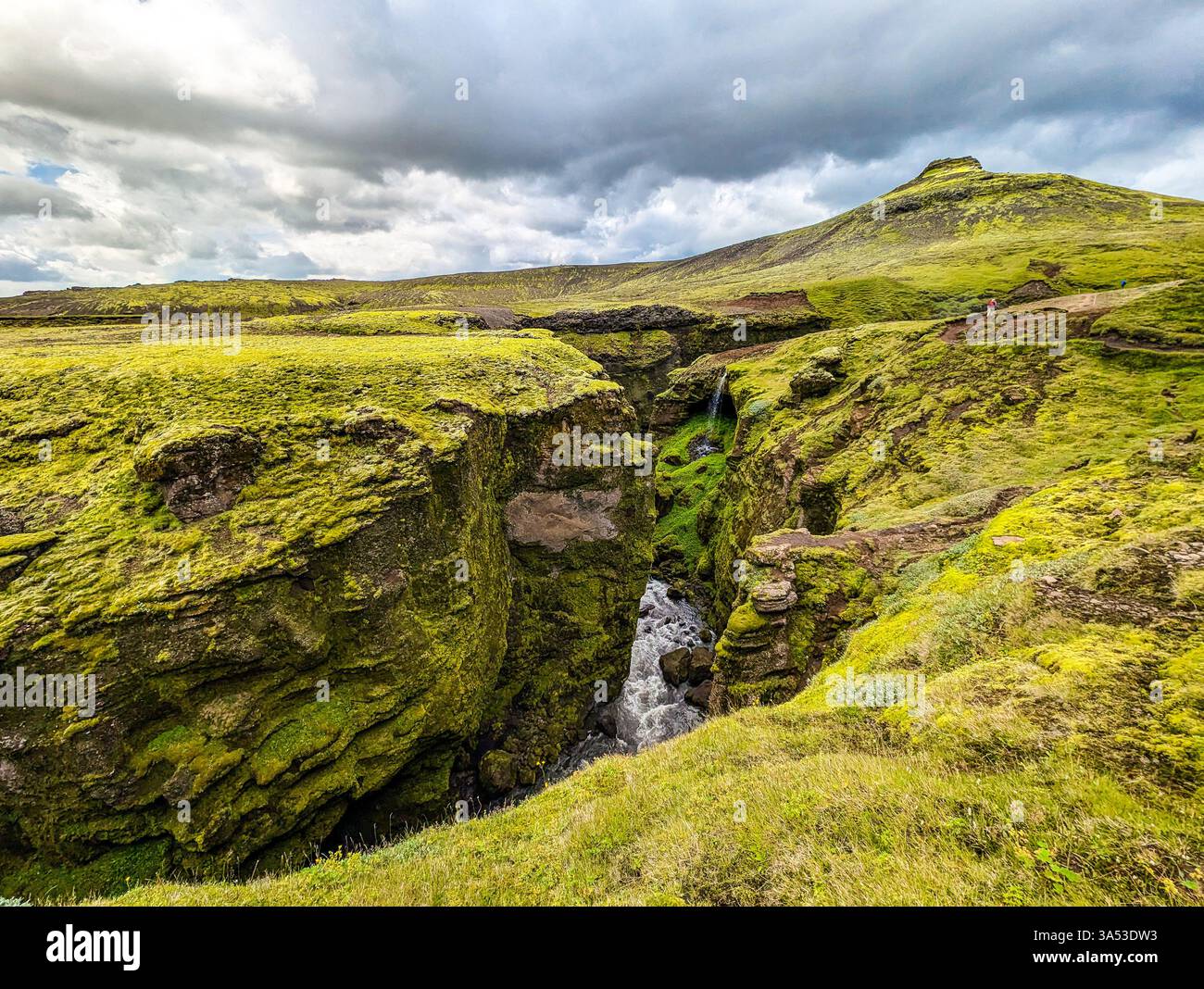 Famous Skogafoss waterfall and the hike of 20 waterfalls, Iceland Stock ...