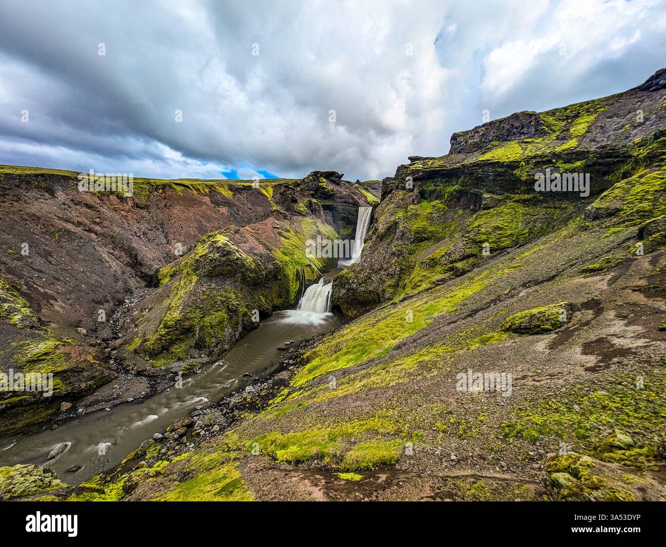 Famous Skogafoss waterfall and the hike of 20 waterfalls, Iceland Stock ...