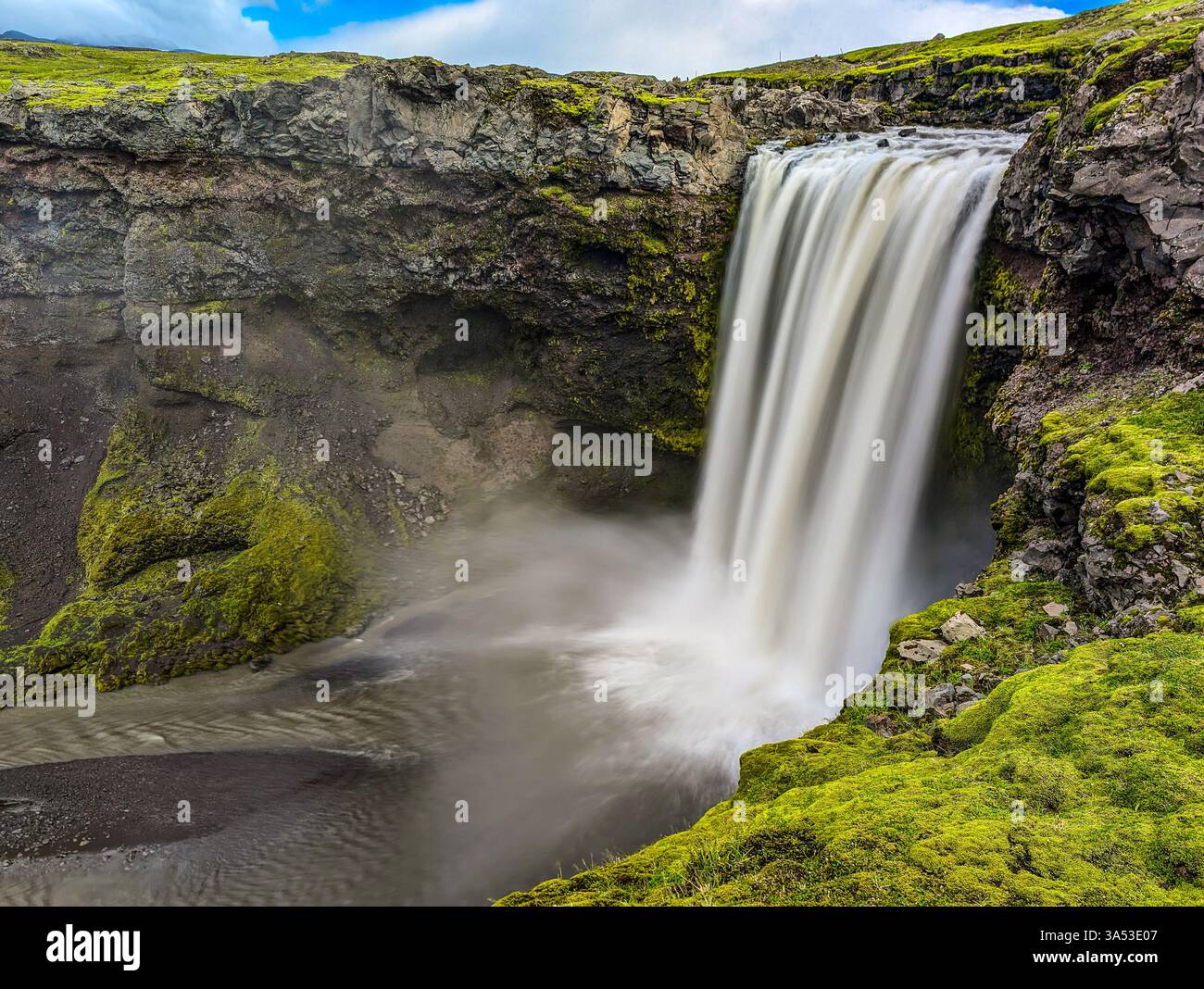 Famous Skogafoss waterfall and the hike of 20 waterfalls, Iceland Stock ...