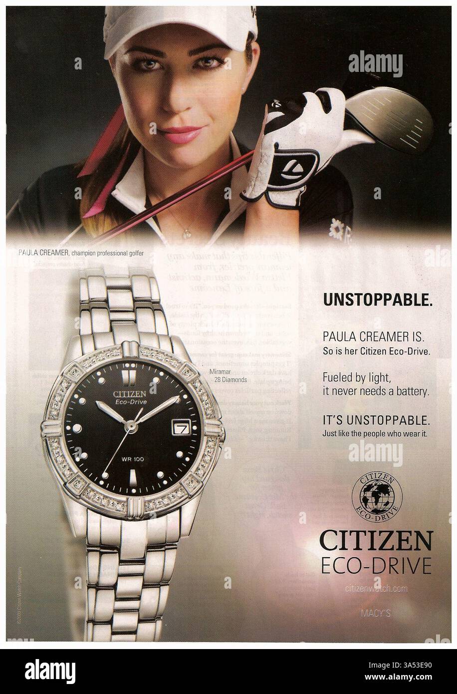 2008 advertisement for the Citizen Eco-Drive Miramar 28 Diamonds Ladies ...