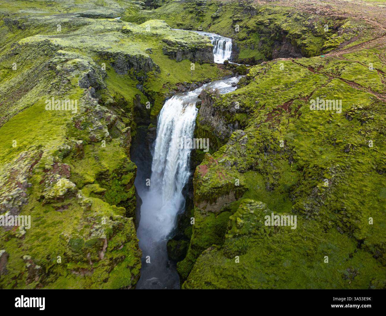 Famous Skogafoss waterfall and the hike of 20 waterfalls, Iceland Stock ...