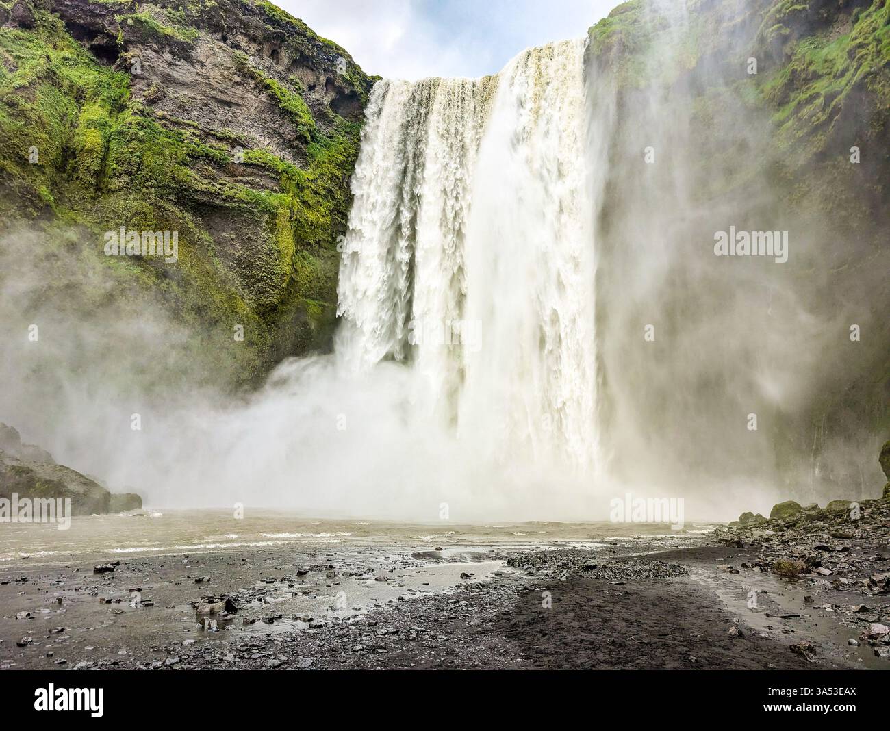 Famous Skogafoss waterfall and the hike of 20 waterfalls, Iceland Stock ...