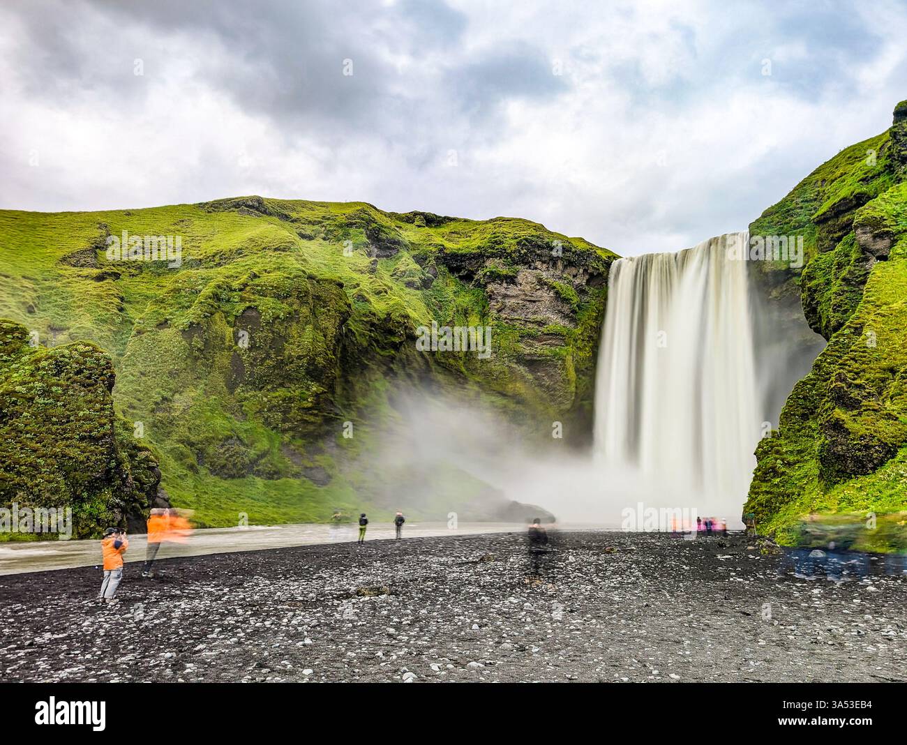 Famous Skogafoss waterfall and the hike of 20 waterfalls, Iceland Stock ...