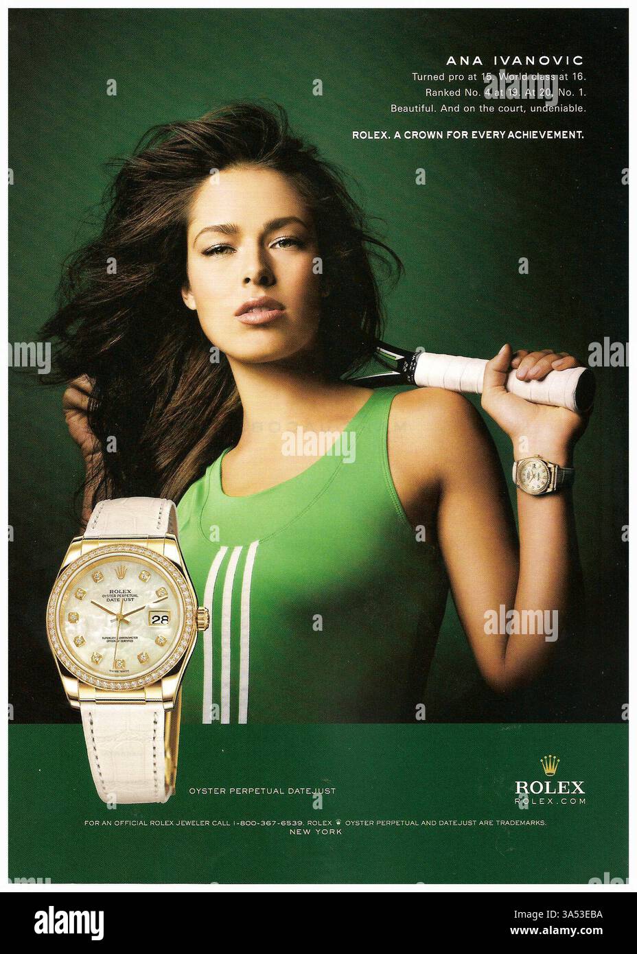 2009 Ana Ivanovic for Rolex Datejust Oyster Perpetual with Diamonds Ad Stock Photo - Alamy
