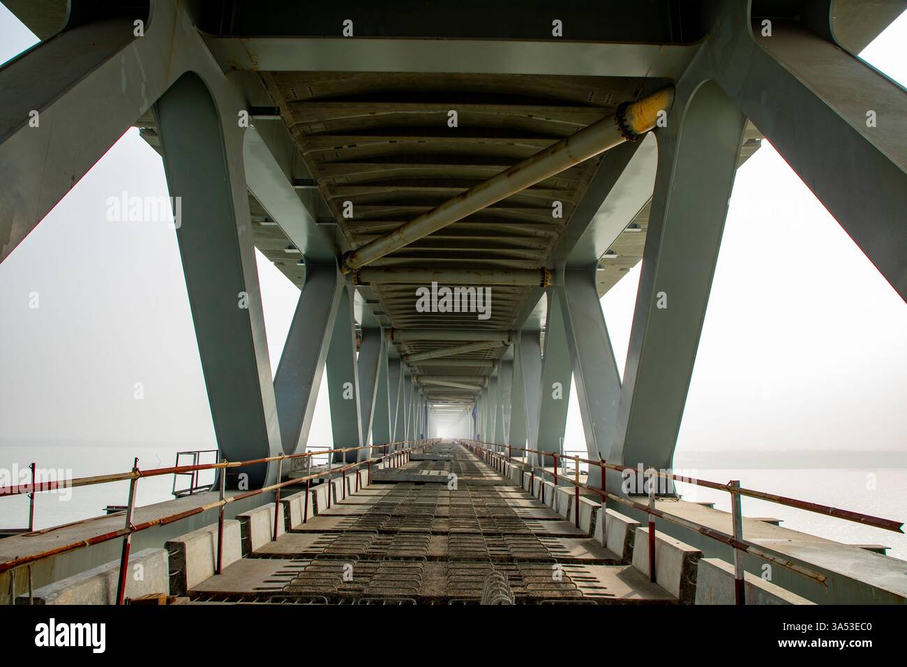 The under-construction Padma Multipurpose Bridge spanning the Padma ...
