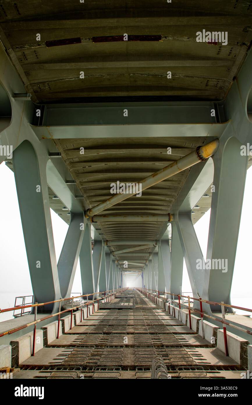 The under-construction Padma Multipurpose Bridge spanning the Padma ...