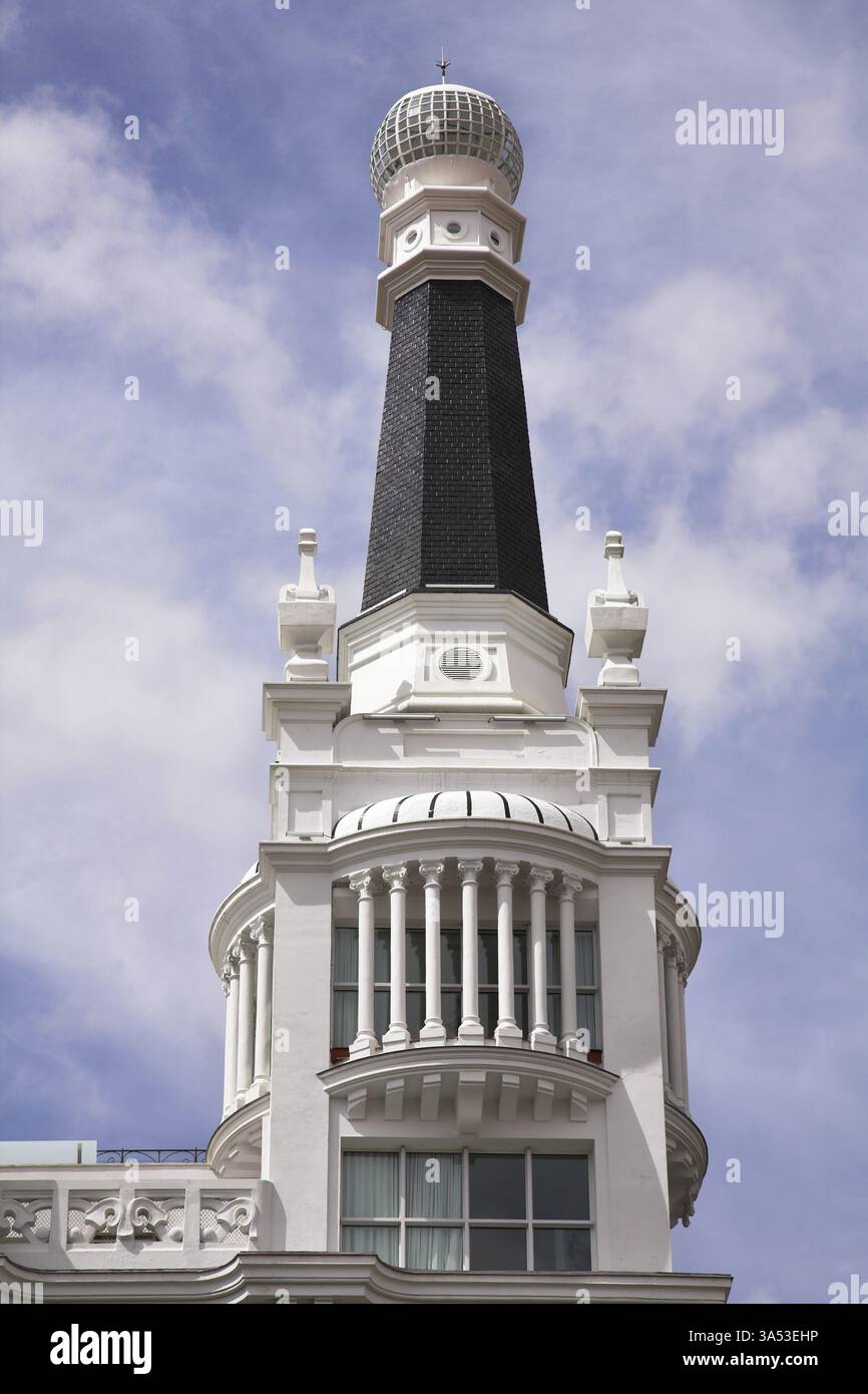 Tower on a roof of an ancient building in the centre of Madrid Stock ...