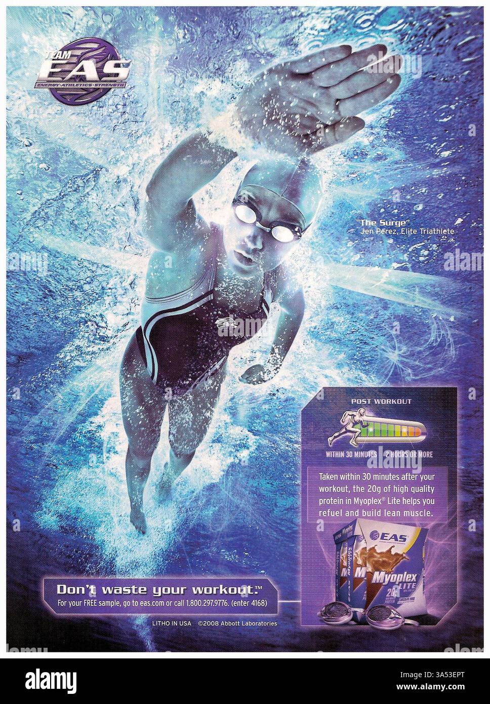 2008 Thriathlete Jen Perez for Myoplex Lite Protein print ad Stock ...