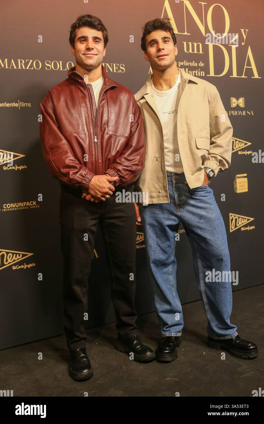 Madrid, Spain, March 20, 2025: Brothers and influencers Rodrigo and Hernan Navarro pose for the ...