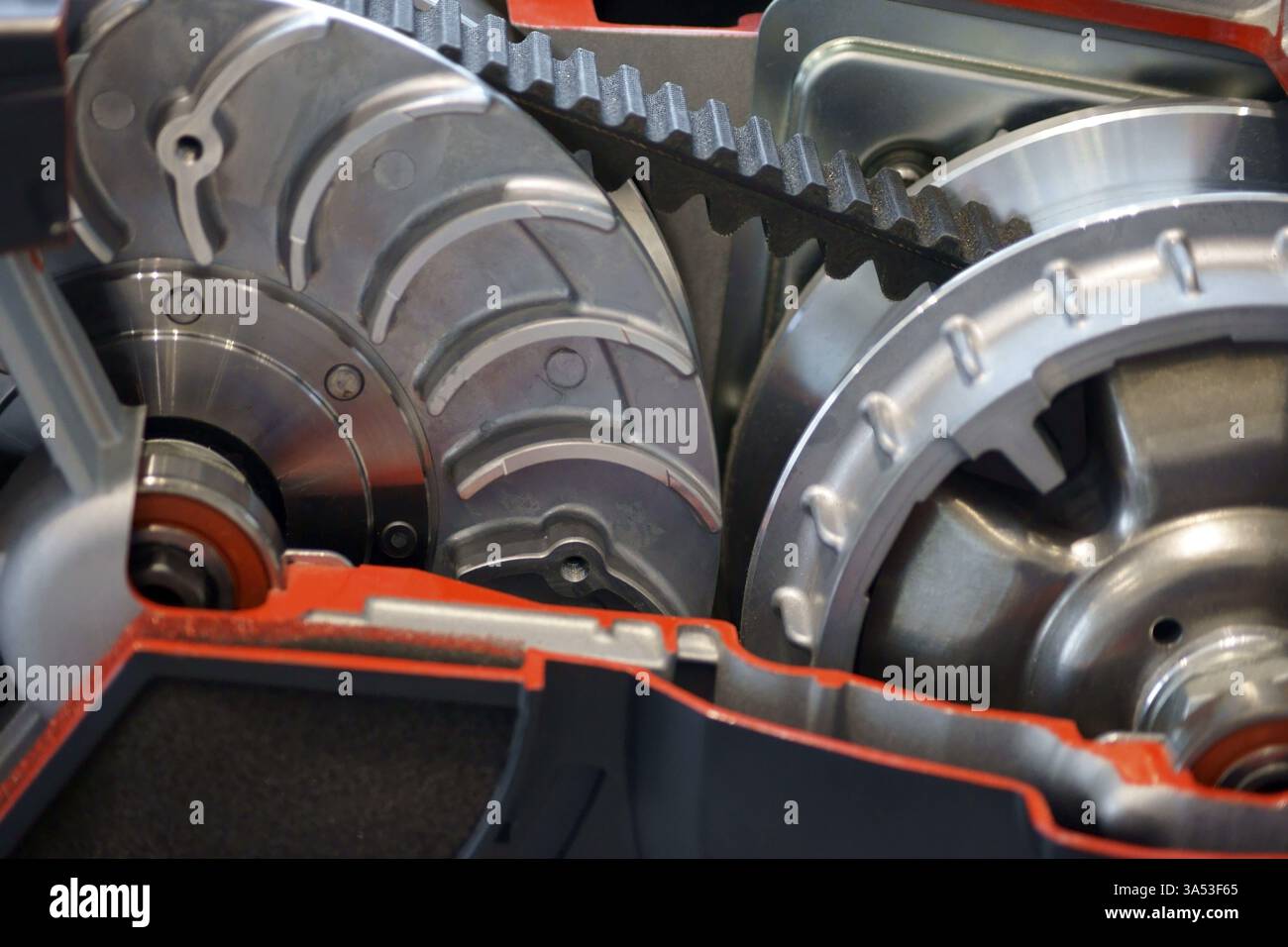 Close-up of the timing belt of a modern engine block Stock Photo - Alamy