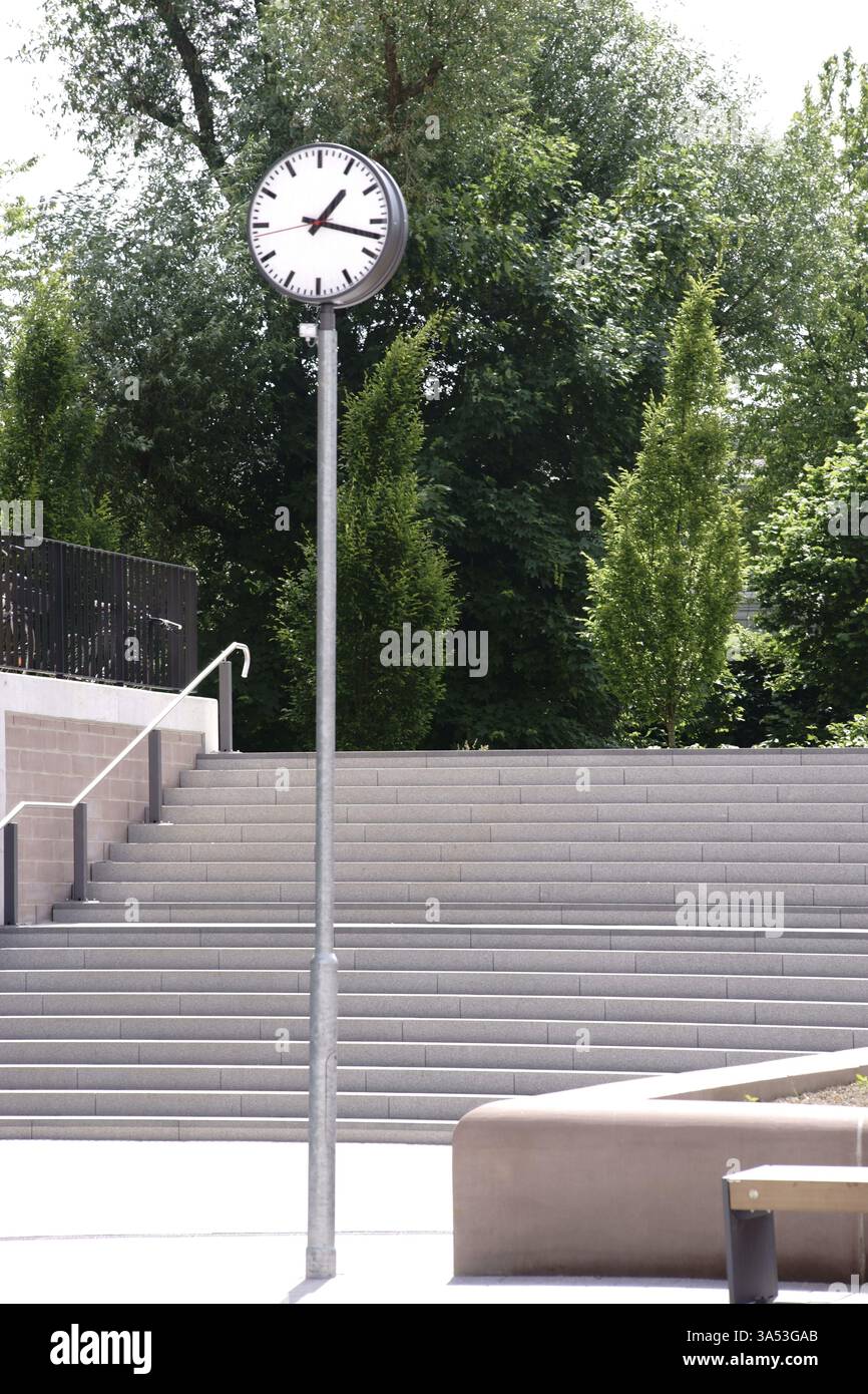 A newly constructed staircase with paths and infrastructure as well as ...