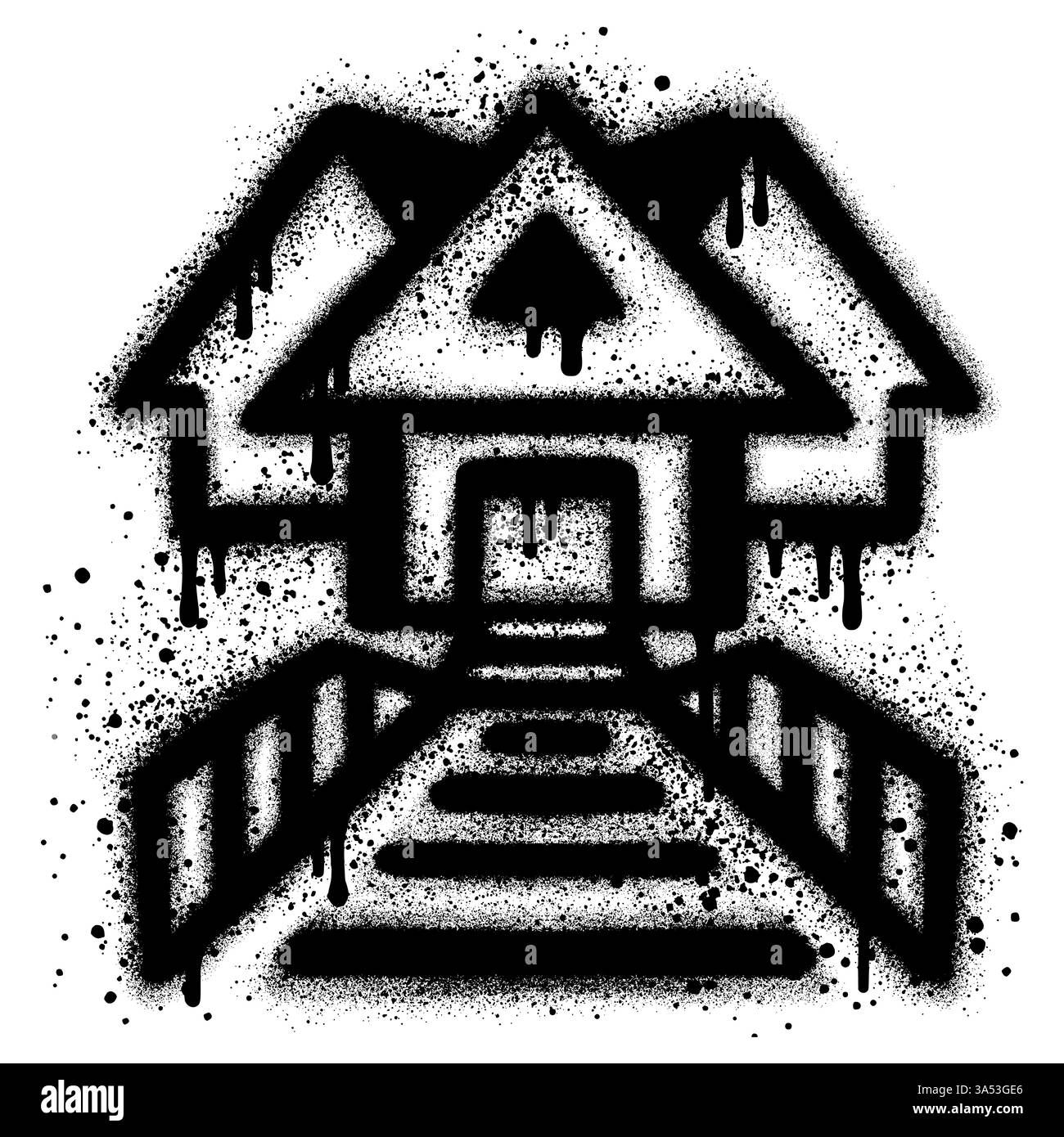 Spray painted graffiti school building sprayed isolated with a white ...