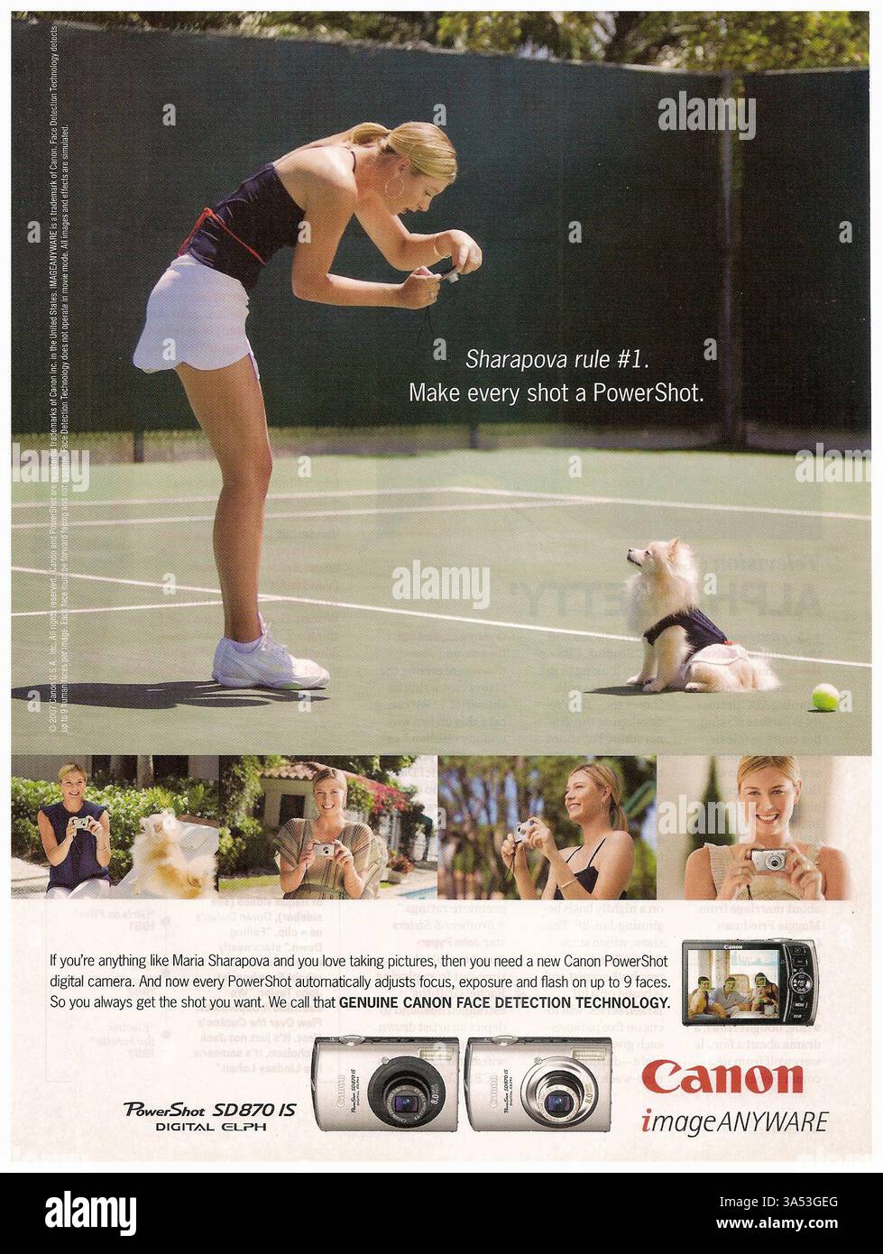 2007 Canon PowerShot SD 870 IS Camera Ad featuring tennis player Maria ...