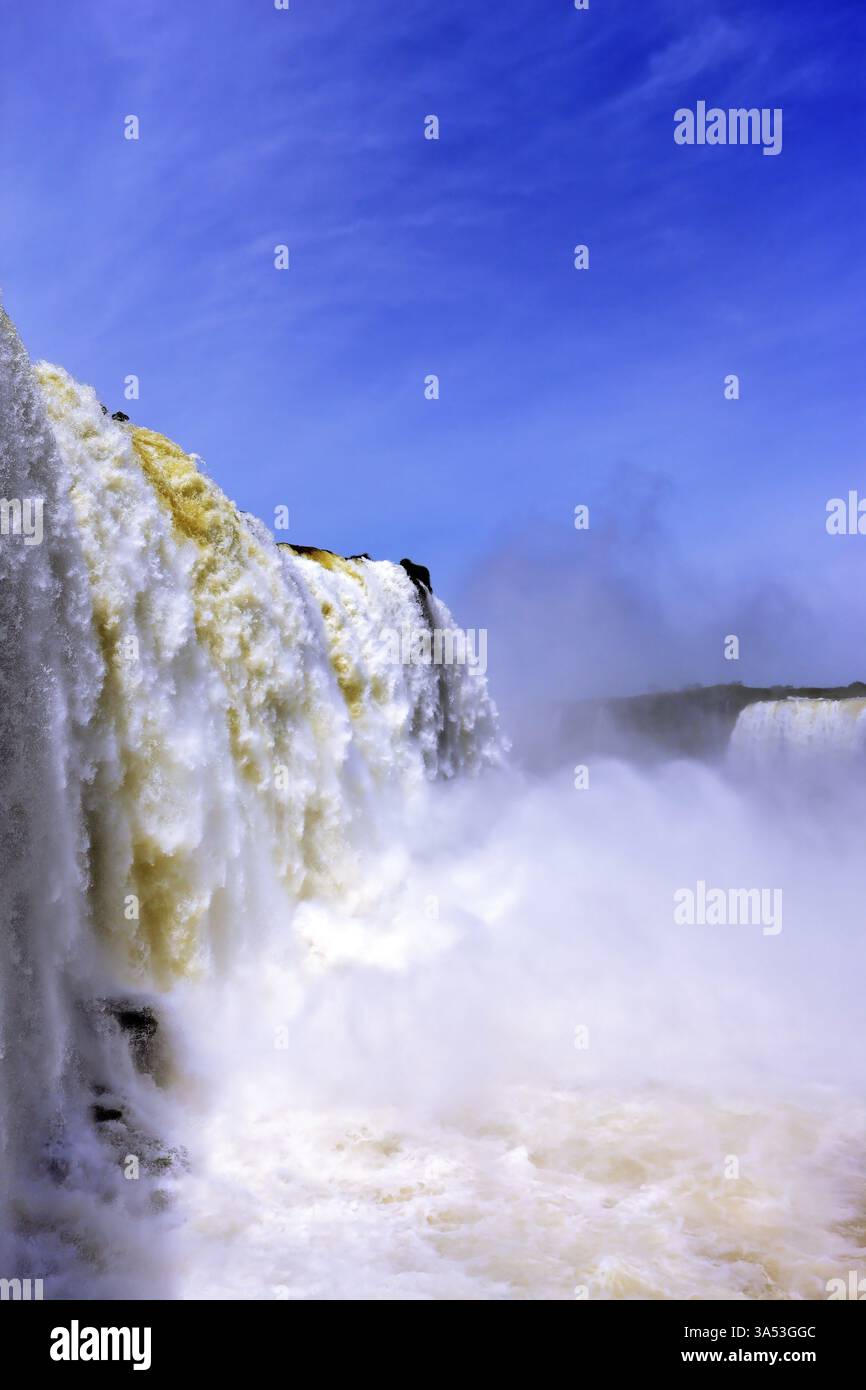 White whipped foam of water and a thin mist over the water. The most ...