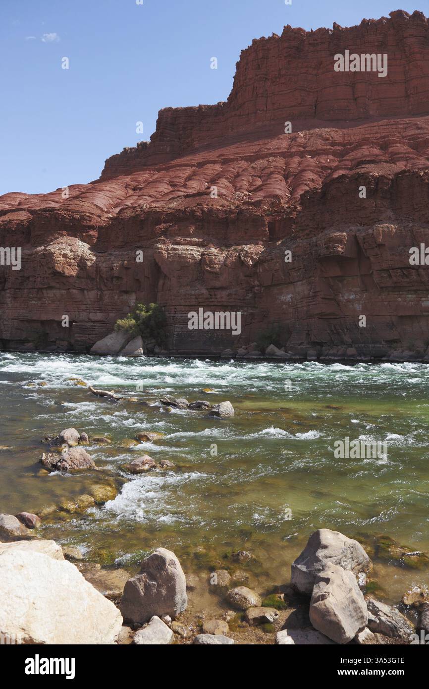 The magnificent river Colorado. A cool stream between mountains of red ...