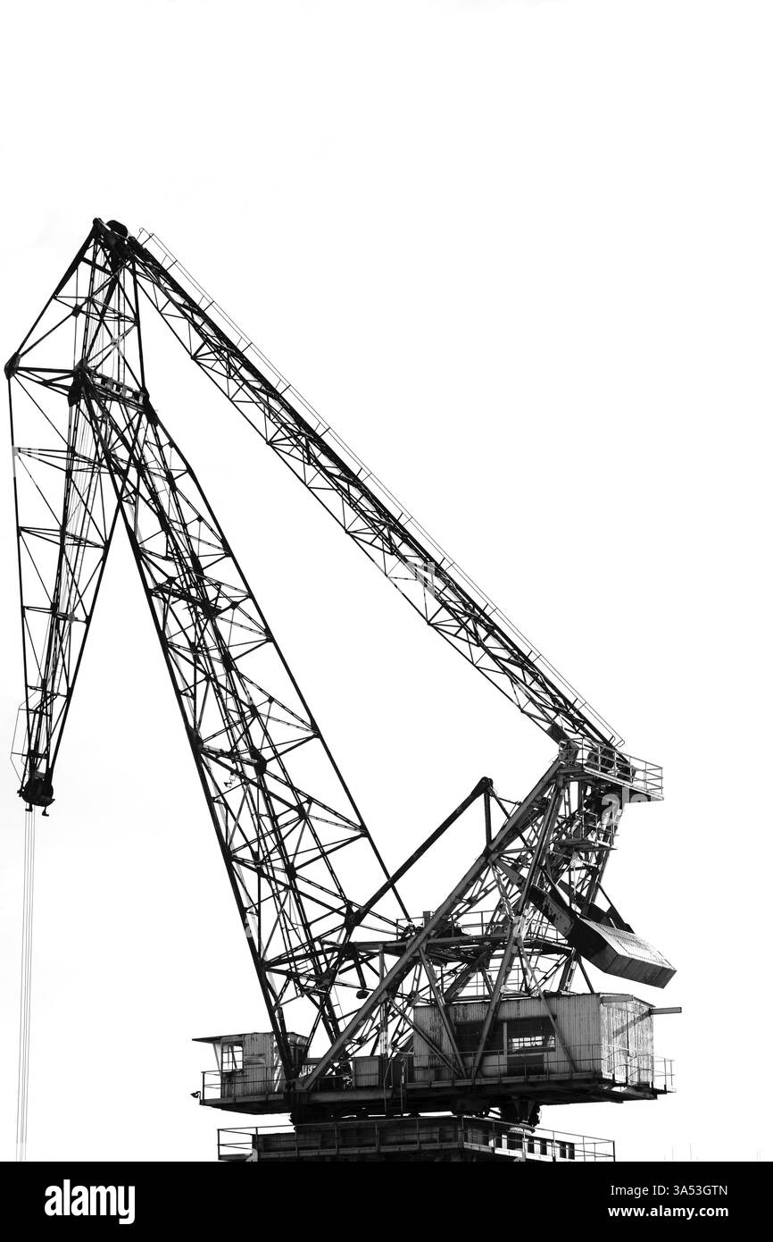 A heavy harbour crane with a cabin and a container superstructure Stock ...